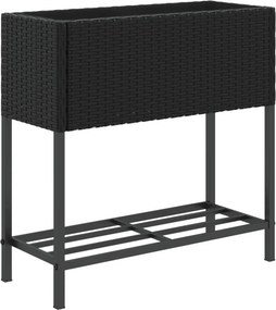 Zahradní truhlíky s policí 2 ks černé 70 x 28 x 70 cm 3210510