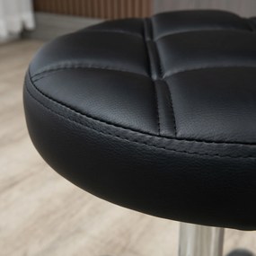 HOMCOM Vinsetto Roll Stool Výškově nastavitelná otočná pracovní stolička černá Ø35,5 cm, umělá kůže pro kancelář a salon 51-67 cm | Aosom.de