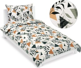 Povlečení krepové Krémová,Oranžová,Šedá 80/207 - 140x220, 70x90 cm