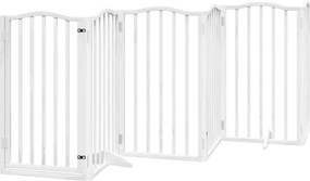 Zábrana pro psy s dvířky skládací 15 panelů bílá 750 cm topol 3155596