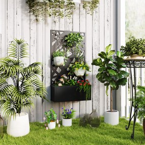 Outsunny Pěstební Box s Mřížkou, Ochranný Paravent, Kovový Pěstební Box pro Vnitřní a Vnější Použití, Balkónová Terasa, 61x23x113 cm, Černá