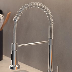 Kuchyňská dřezová baterie QUADRON SALMA NEW s pružinovou hadicí a sprchou chrom