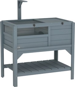 PawHut Dům pro želvy s výškou a policí - Vyrobeno z jedlového dřeva - Pro vnitřní a venkovní použití - Rozměry 103V x 84D x 51Š cm Šedá