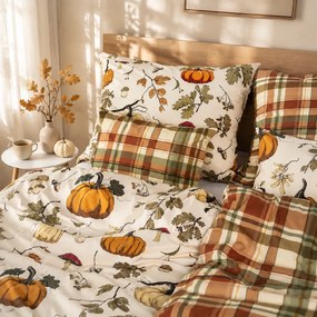 Bavlněné francouzské povlečení Podzimní dýně - duo Velikost: 220 x 200 + 2 x 70 x 90