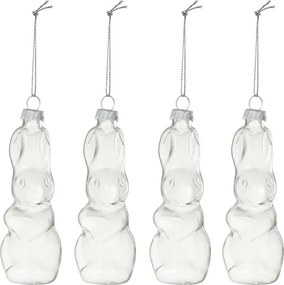 Set 4ks závěsná skleněná dekorace králíček - 4*4*11 cm