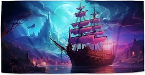 Sablio Ručník Magická plachetnice pod měsícem - 50x100 cm