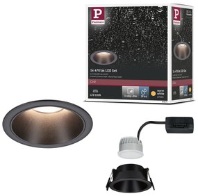 Paulmann 94871 LED Cole, bodovka v černé úpravě, 1x6,5W LED 2700K tříkrokové stmívání, prům. 8,8cm, IP44