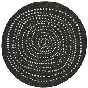 Hans Home | Kusový koberec Twin-Wendeteppiche 103109 schwarz creme kruh – na ven i na doma - 140x140 (průměr) kruh