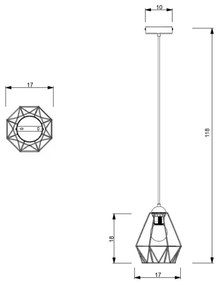 Lustr na lanku BERGEN 1xE27/60W/230V černá/zlatá