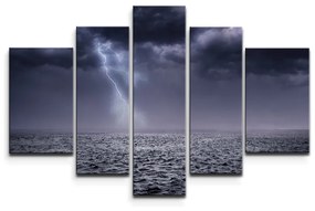 Sablio Obraz - 5-dílný Bouře nad mořem - 125x90 cm
