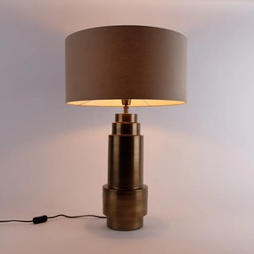 Stolní lampa bronzová s plátěným stínítkem světle hnědým 50 cm - Bruut