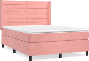 Box spring postel s matrací růžová 140x190 cm samet 3132740