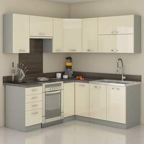 KARMEN | dolní skříňka 80 D 3S zásuvková | 80 cm | PREMIUM BOX | světle šedá/krémová lesk