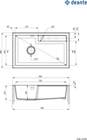 Deante Dřez Eridan granit - ZQE S10B šedý metalic