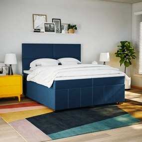 Box spring postel s matrací modrá 200x200 cm textil 3294074