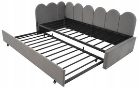 Arhatreya Čalouněná postel Sofa dětským lůžkem 90x200 cm s výsuvným lůžkem šedá