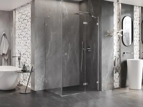 Mexen Lunar, pravostranný výklopný sprchový kout 90 x 70 cm, 8mm čiré sklo, chromový profil, 834-090-070-01-00-P