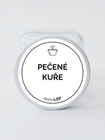 Samolepka na kořenky PEČENÉ KUŘE bílá 5 cm tučné písmo