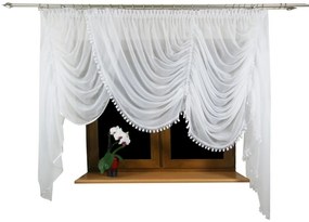 Hotová voálová nařasená záclona Orfa 2 s krajkou bílá různé krajky 440x160cm