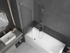 Mexen Next L, 1-křídlová vanová zástěna 50 x 150 cm, 6mm sklo s žebrovým vzorem, 6mm čiré sklo, profil broušená ocel, 895-050-000-03-09-97