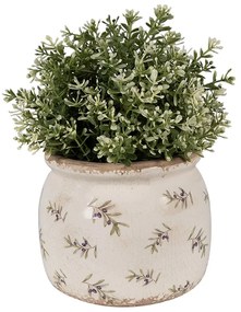 Béžový antik obal na květináč s olivami Olive Fields M - Ø 16*13 cm