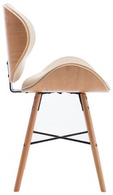 Jídelní židle 2 ks krémové umělá kůže a ohýbané dřevo,  283143