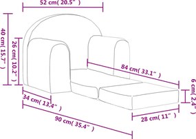 vidaXL Dětská rozkládací pohovka měkký plyš [357016] Barva: Modrá