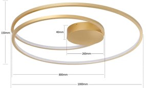Brilagi-LED Stmívat. stropní svítidlo TWISTER LED/105W/230V pr. 100 cm zlatá+DO