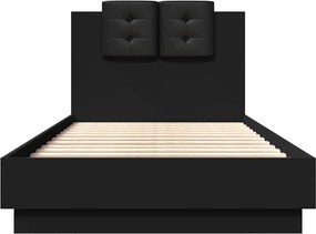 Rám postele s čelem a LED osvětlením černý 75 x 190 cm 3210067