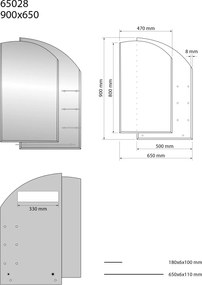 Aqualine Wega zrcadlo bez osvětlení s poličkami 65 x 90 cm 65028