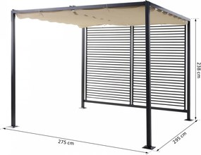 Zahradní hliníková pergola se zatahovací střechou Goleto H300 hnědá 3 x 3 x 2,23 m