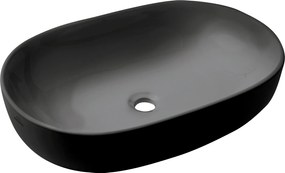 Invena Teja, umyvadlo na desku 600x420x145 mm, černá matná, INV-CE-09-005-C