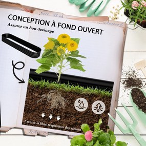 Modulární vyvýšený záhon z oceli Outsunny pro zeleninu, rostliny a květiny - 240 x 62 x 30 cm, černý