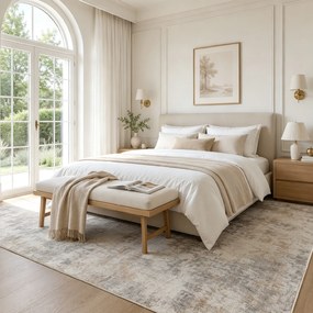 HOMCOM omyvatelný koberec s abstraktním vzorem, 200 × 140 cm, hnědá