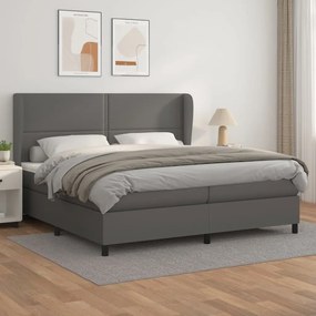 Box spring postel s matrací šedá 200x200 cm umělá kůže
