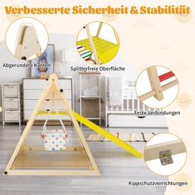 Costway 4 v 1 Prolézačka s dětskou houpačkou a odpočinkovou plošinou