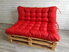 Paletové prošívané sezení PIETRO SET - sedák 120x80 cm, opěrka 120x40 cm, barva červená, Mybesthome