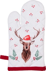Kuchyňská bavlněná chňapka Holly Christmas s jelenem - 12*21 cm