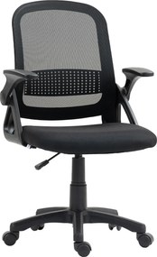 HOMCOM ergonomická síťovaná kancelářská židle se sklopnými područkami, bederní oporou a nastavitelným náklonem — černá | Aosom