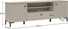 Kondela TV stolek, šedohnědá Taupe/dub silverjack, DOMCA 2D1S