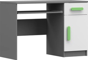 IDZ Psací stůl SMYK II 08, 110 cm Bílá + Grafit / Barevné úchytky Barva: Zelená