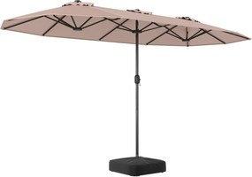 Costway Dvojitý slunečník se stojanem UPF 50+ – 400 × 200 cm, hnědý