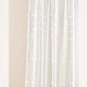 Moderní krémová záclona  Marisa  se stříbrnými průchodkami 300 x 250 cm