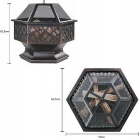 Zahradní ohniště Hexa 70 cm černé