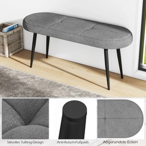 Costway Lavice 113 cm s polštáři a kovovými nohami čalouněná otoman do 300 kg