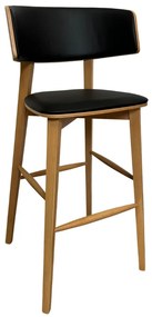 OnaDnes -20% FormWood Černá koženková barová židle NORA 76 cm