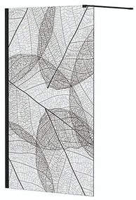 Besco Sprchový kout Walk-In LEAFY 100 (110, 120), výška 200 cm Rozměry (cm): šířka: 110, Barva profilů a typ výplně: profily: černá, výplň: transparent/potisk