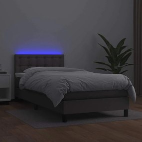 Box spring postel s matrací a LED šedá 80 x 200 cm umělá kůže 3134193