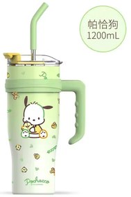Dětský termohrnek - Hello Kitty, Kuromi, Cinnamoroll, Melody, nerezová ocel s brčkem (1200 ml) Barva: zelená (Pochacco)