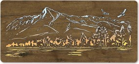 Li-Go "Hory s ptáky" světelný obraz s baterií 110x50cm varianta ovládání: manuál/pohybové čidlo, provedení povrchu: jedle